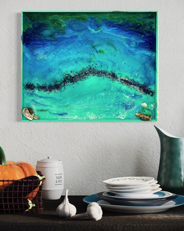Original Artwork Pacific Ocean Inspired Epoxy Art: Swirling Blue Depth ...