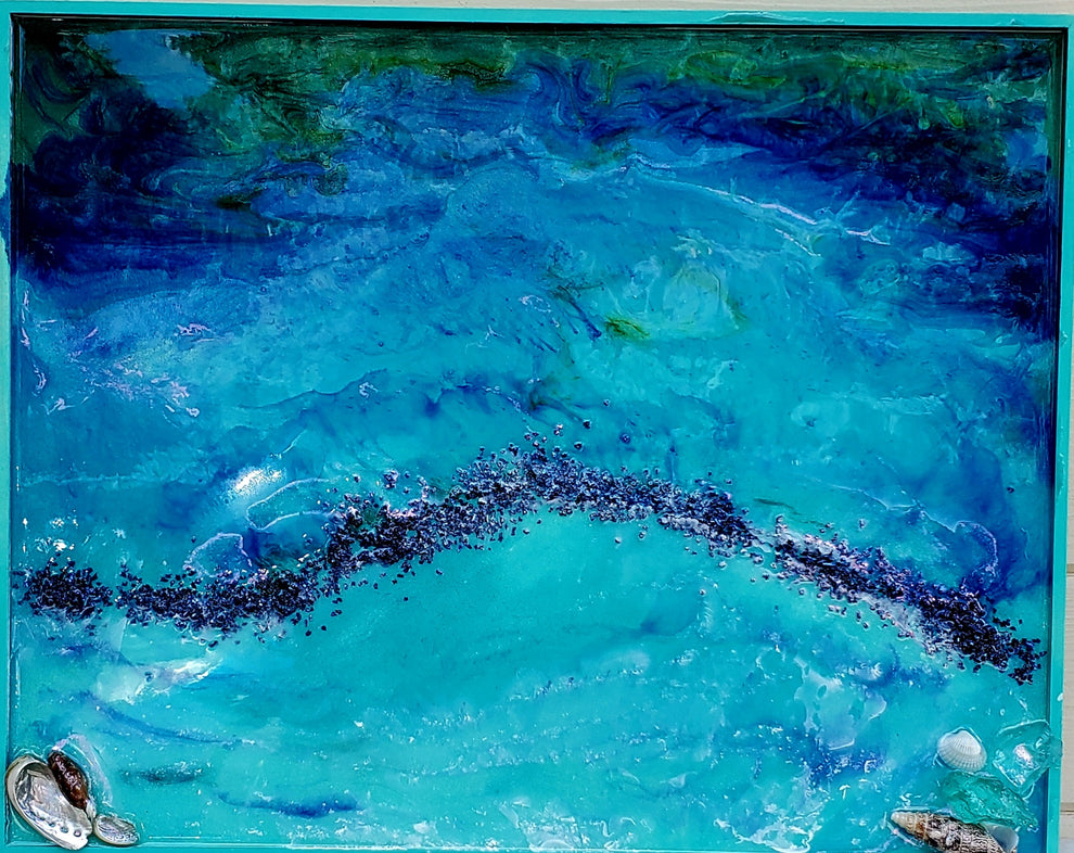 Original Artwork Pacific Ocean Inspired Epoxy Art: Swirling Blue Depth ...
